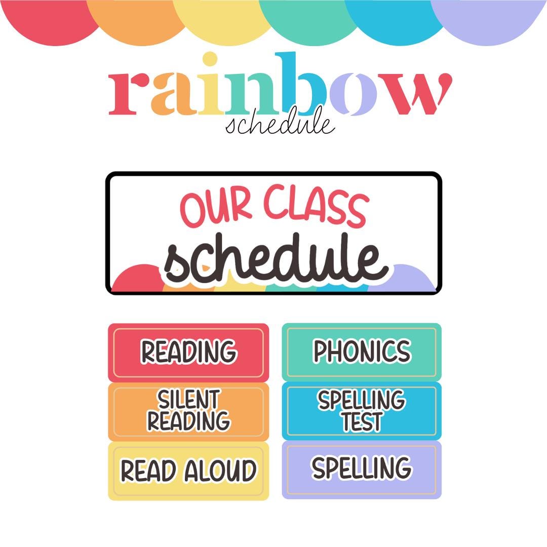 Rainbow Classroom Schedule: Teacher Decor Pack (digital Download ...