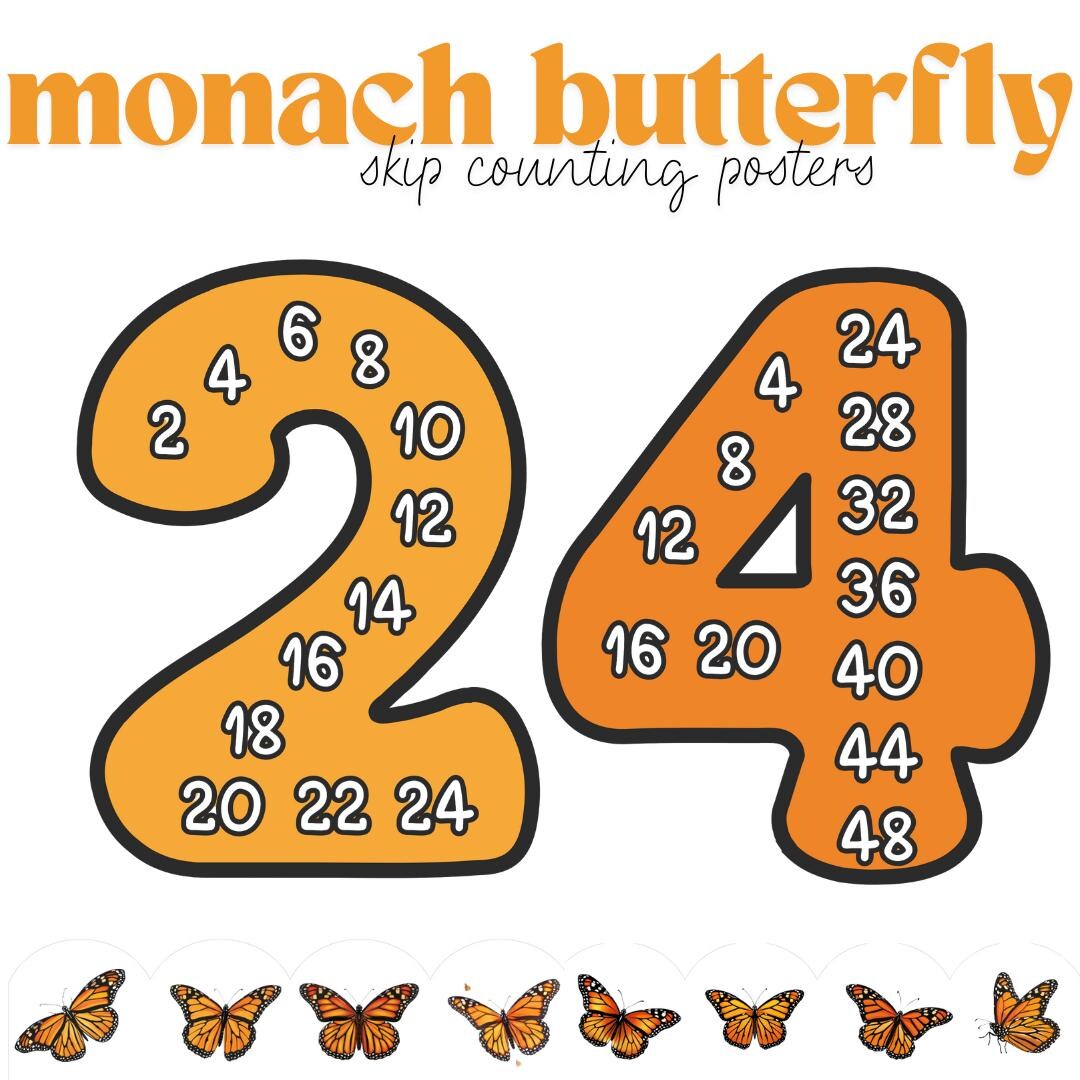 Monarch Butterfly Skip Counting Posters Classroom Decor - Etsy UK