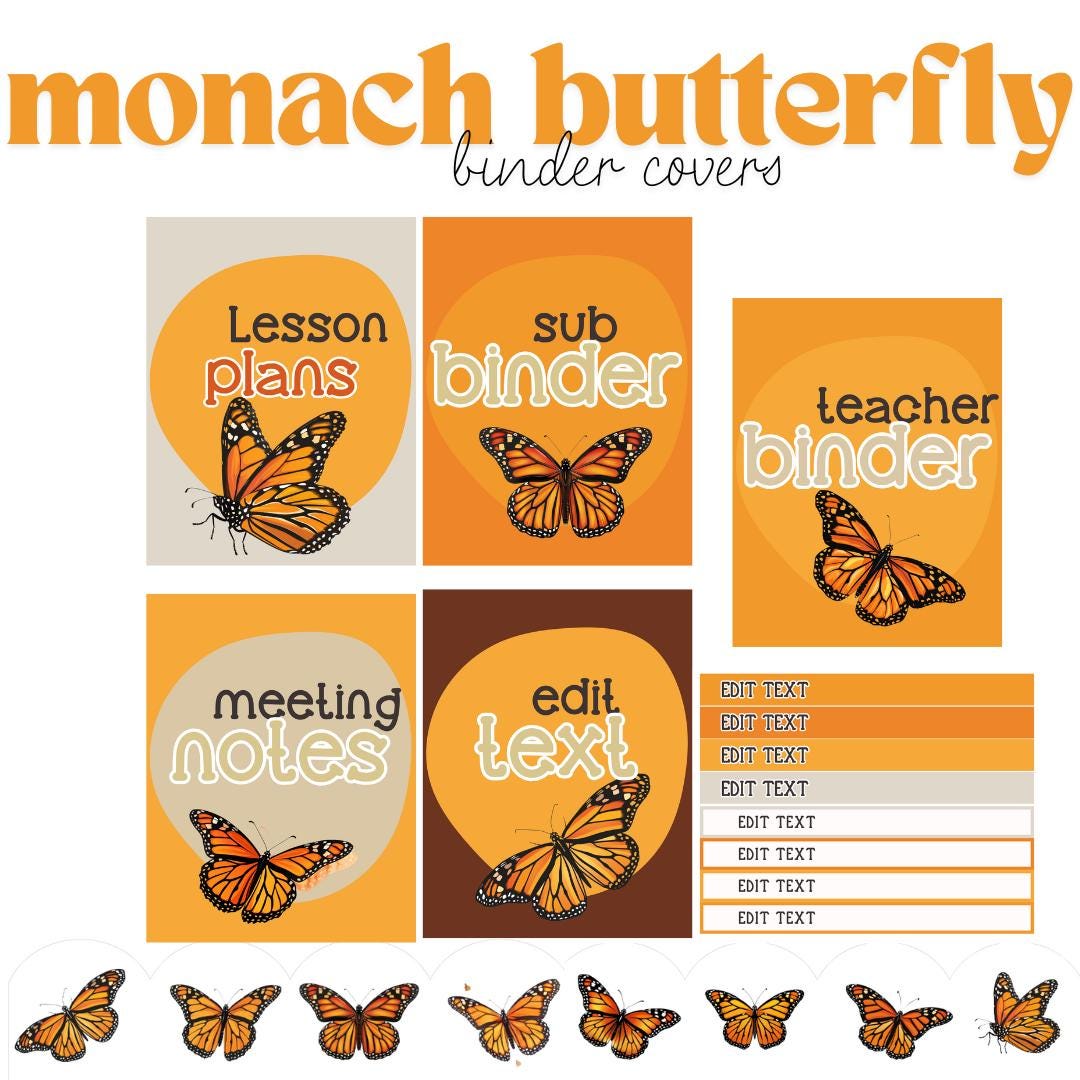 Monarch Butterfly Binder Covers Classroom Decor - Etsy