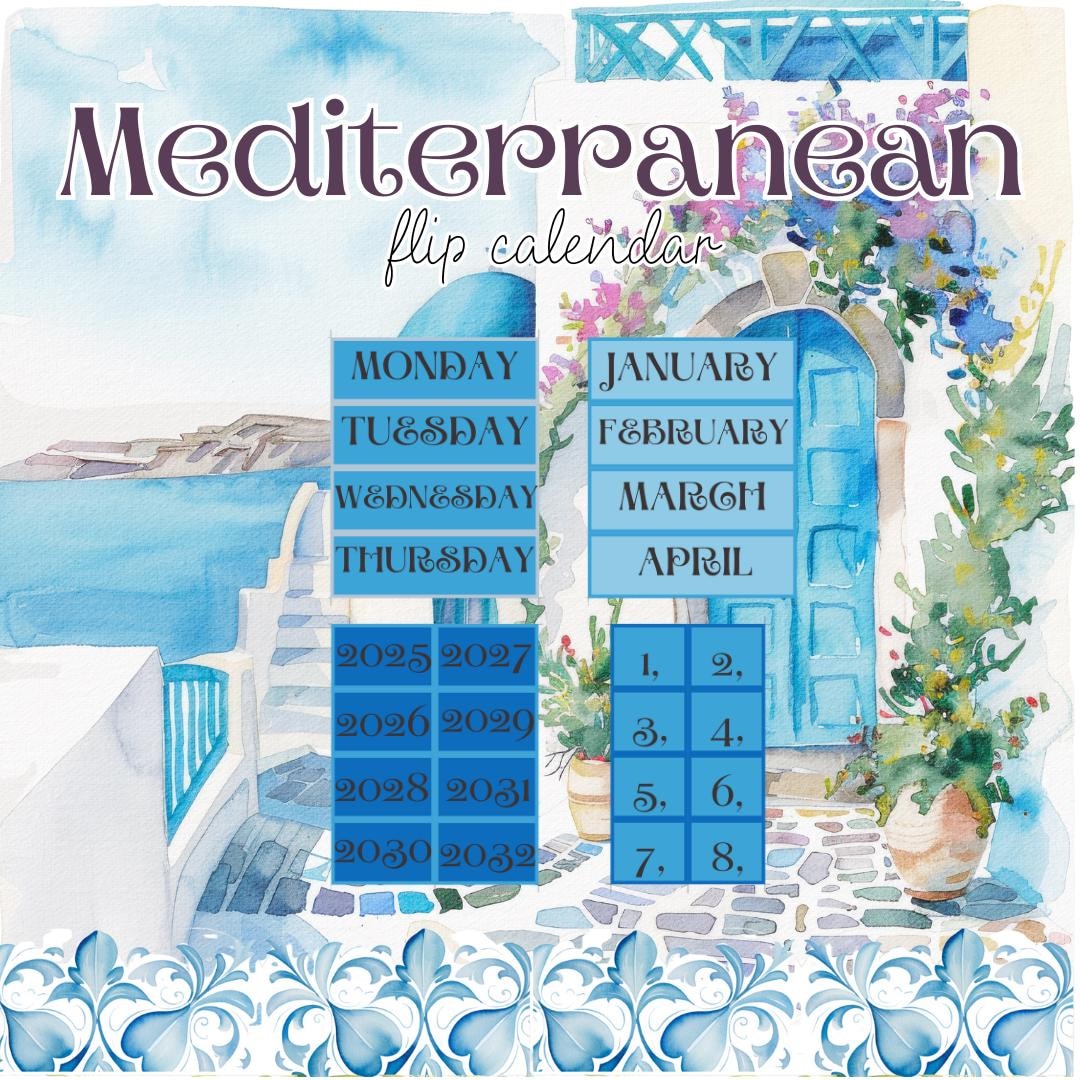 Mediterranean Flip Calendar Decor Teacher Classroom Decor Pack - Etsy
