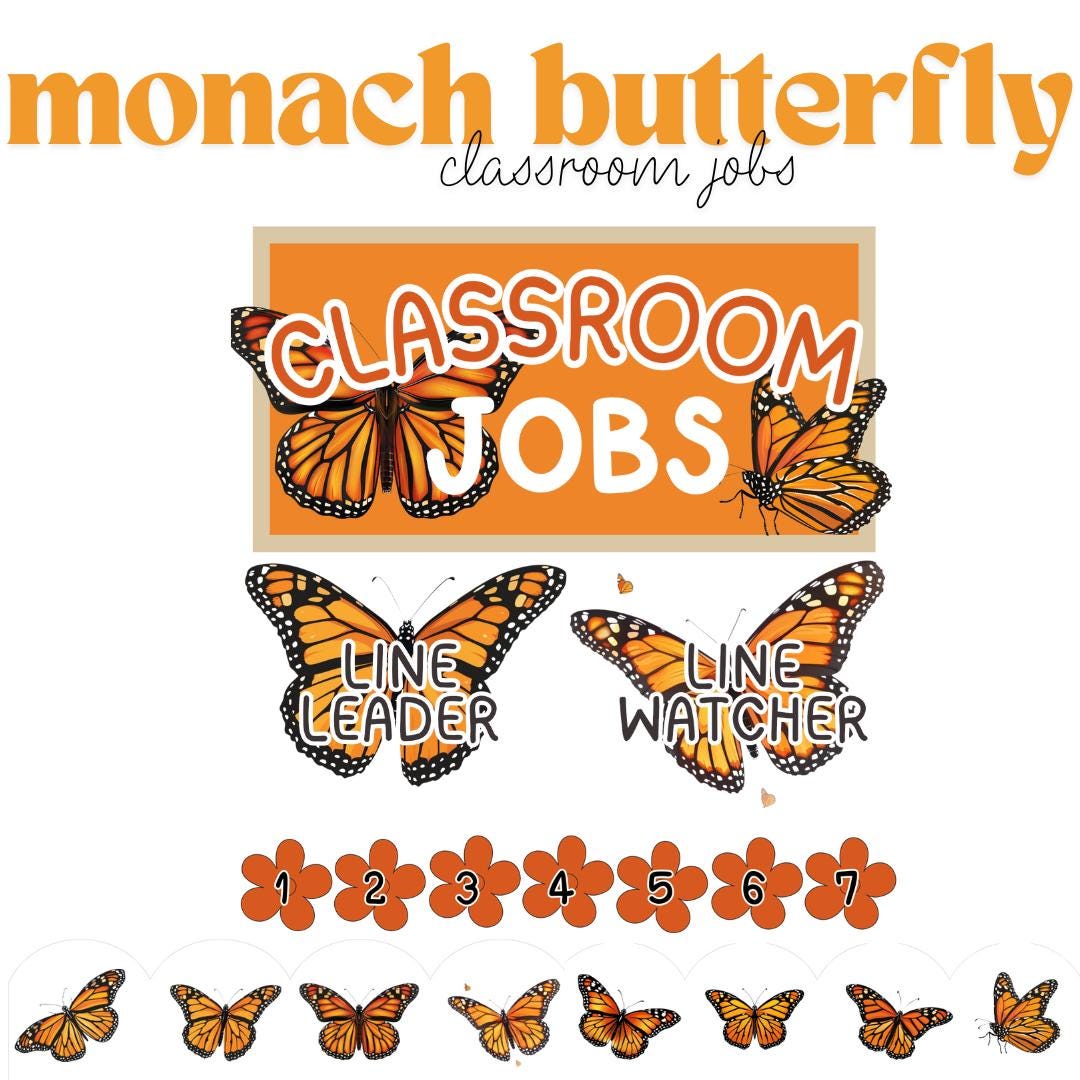 Monarch Butterfly Classroom Jobs Classroom Decor - Etsy