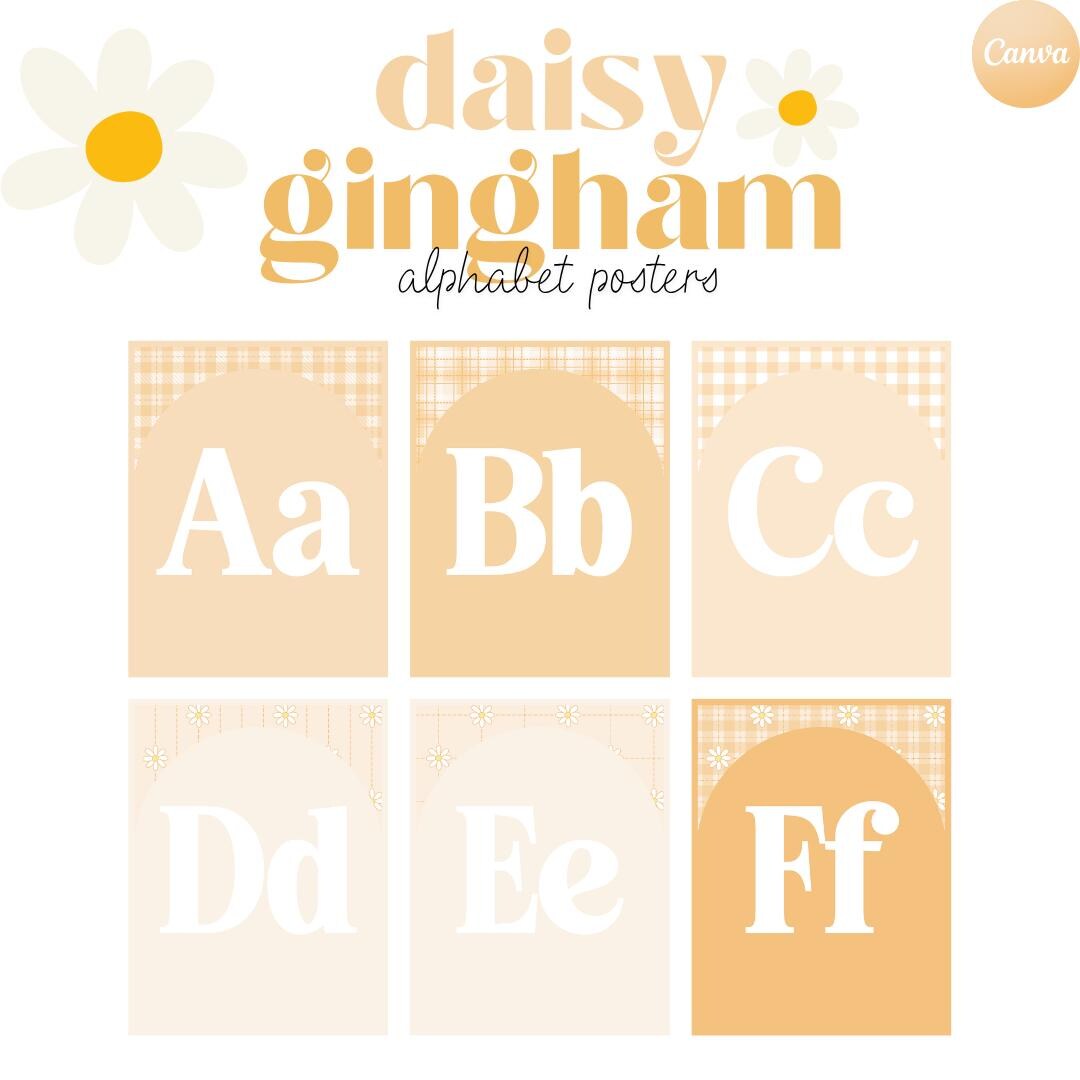 Daisy Gingham Alphabet Posters Classroom Decor - Etsy