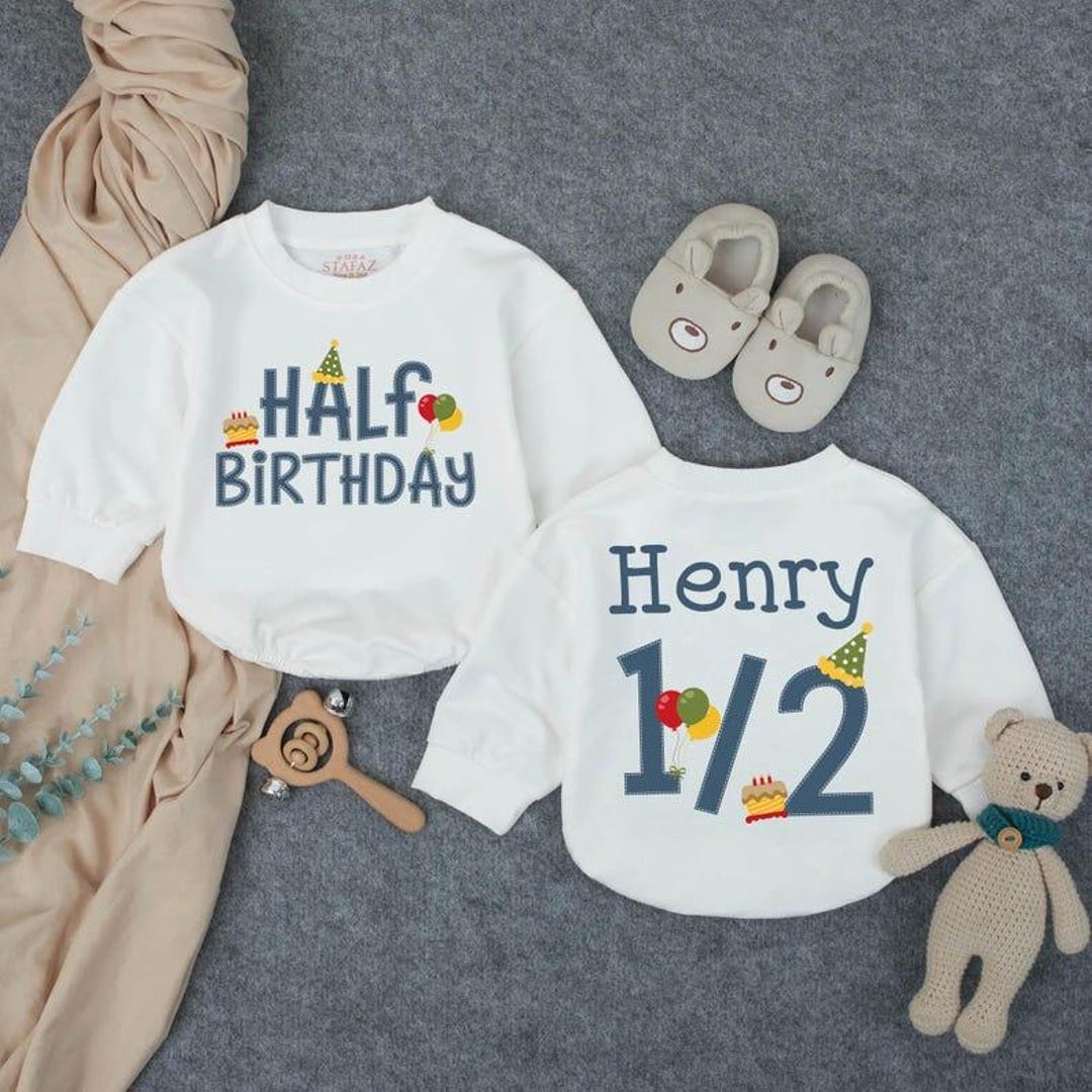 Personalized Half Birthday Baby Romper – 6-month Milestone Outfit - Etsy