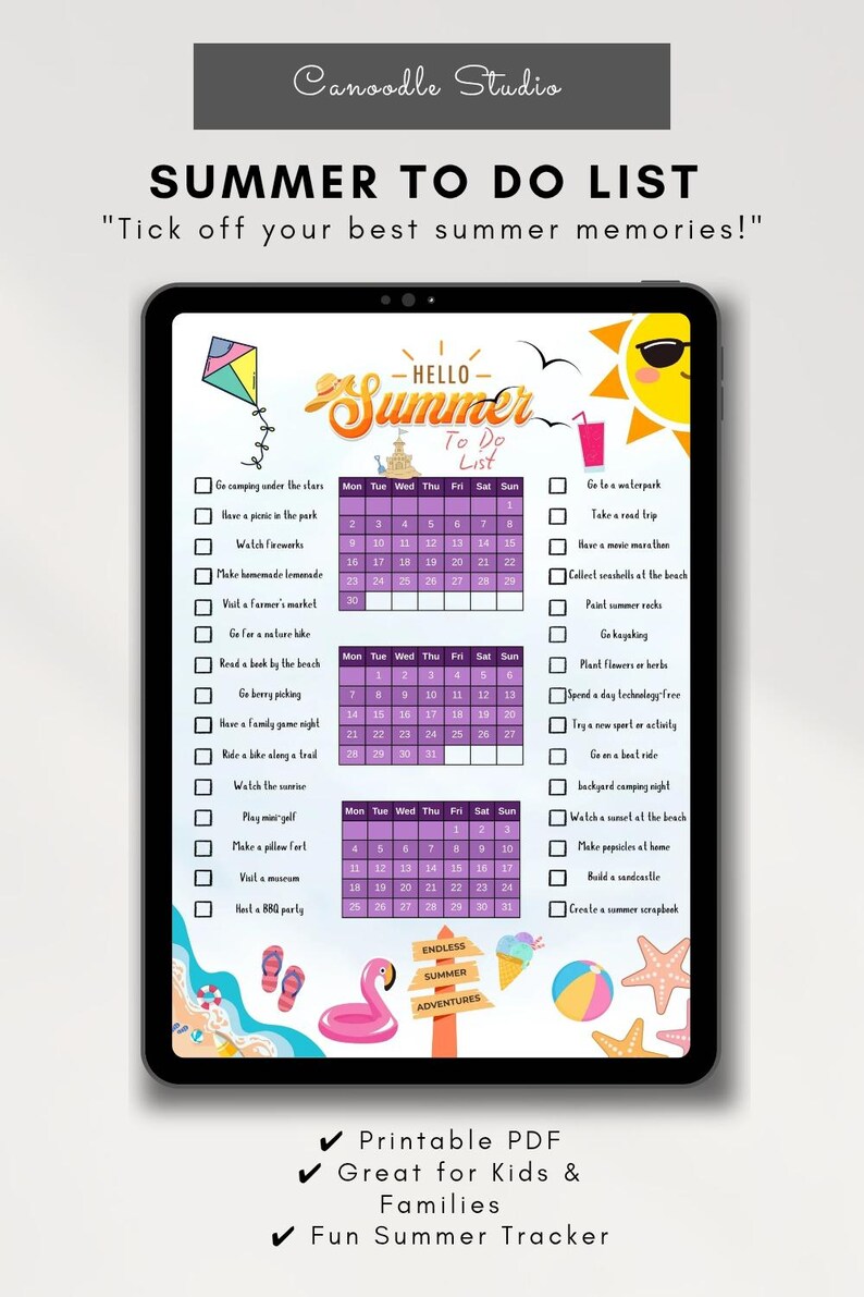 Summer To-do List Printable – Kids & Family Bucket List PDF – Hello ...
