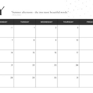 Minimalist 2025 Printable Calendar | Black and White Monthly Wall ...