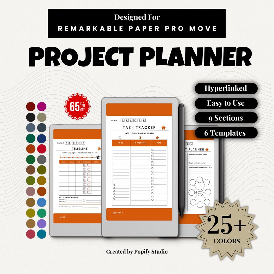 Remarkable Paper Pro Move Project Planner: Kanban, Timeline (PDF) - Etsy