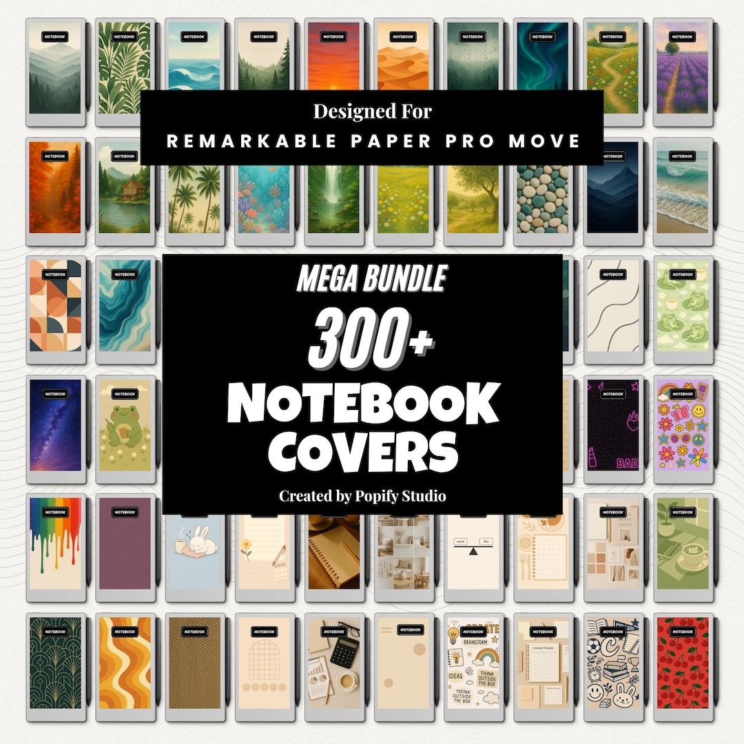 Remarkable Paper Pro Move Notebook Covers, 300+ Templates, Digital ...