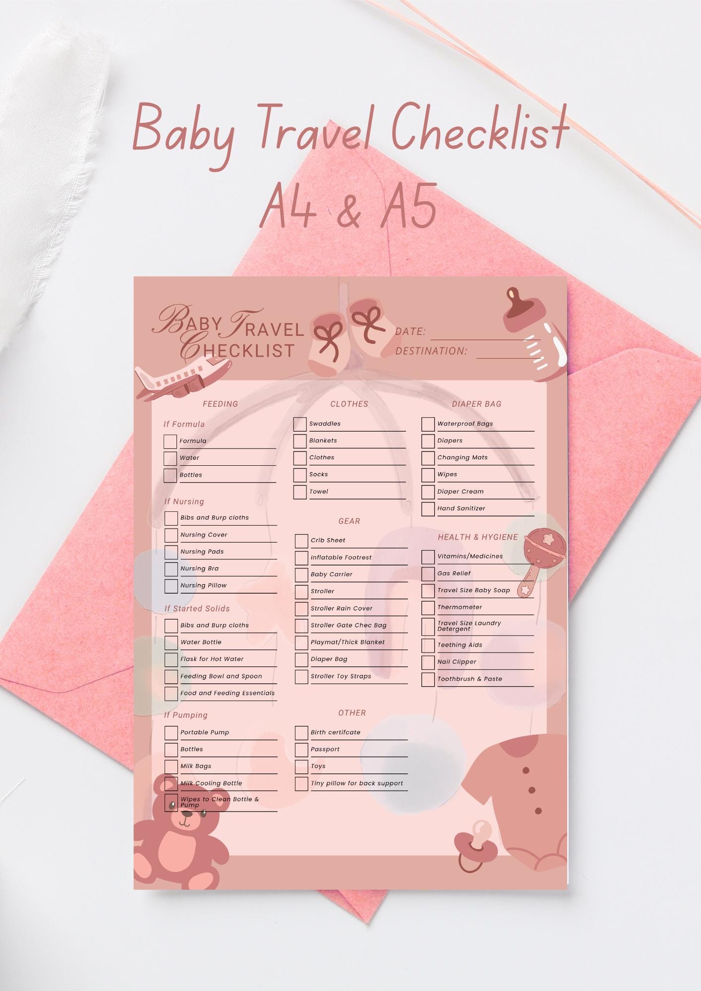 Baby Travel Checklist: Printable Packing List for Vacation (A4 & A5 PDF ...