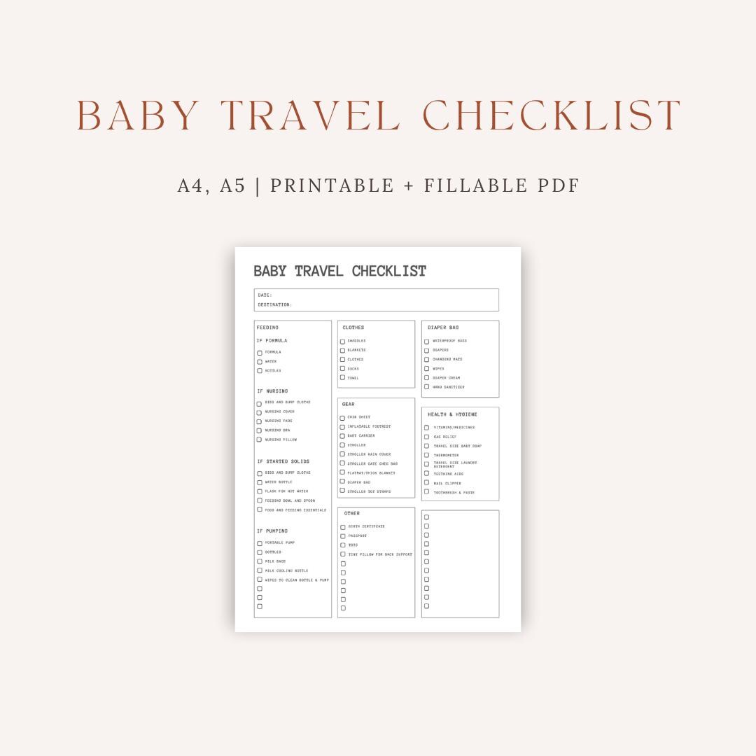 Baby Travel Checklist: Printable Packing List (A4 & A5 PDF) - Etsy