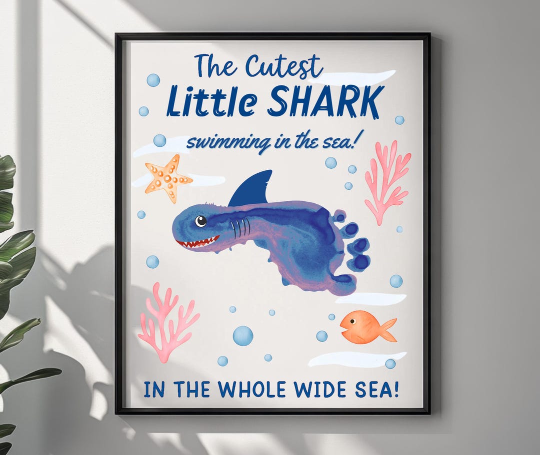 The Cutest Little Shark Handprint Art - Printable Footprint Keepsake ...
