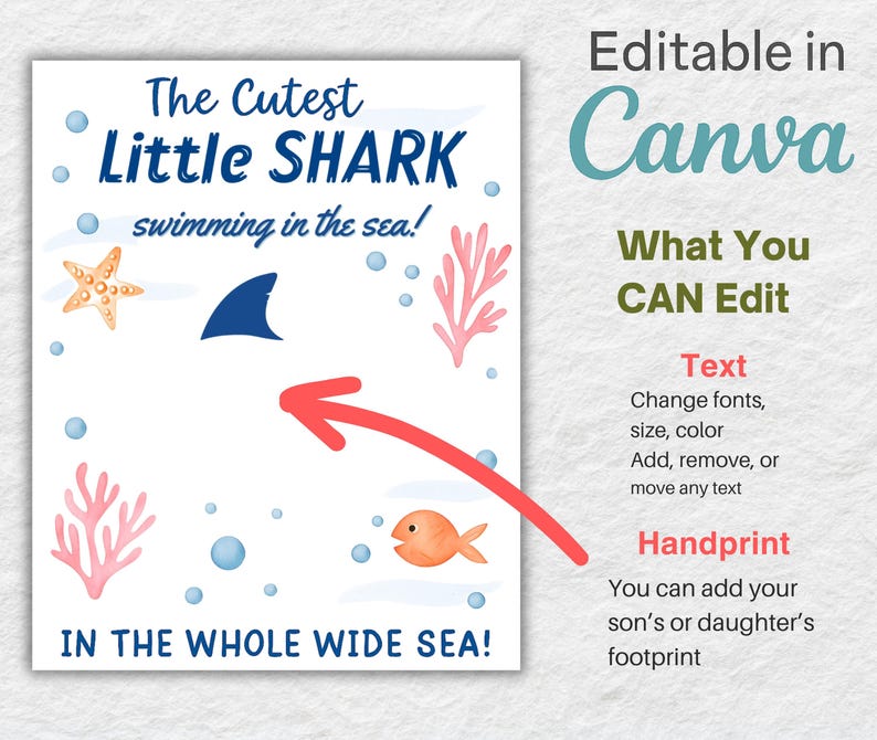 The Cutest Little Shark Handprint Art - Printable Footprint Keepsake ...