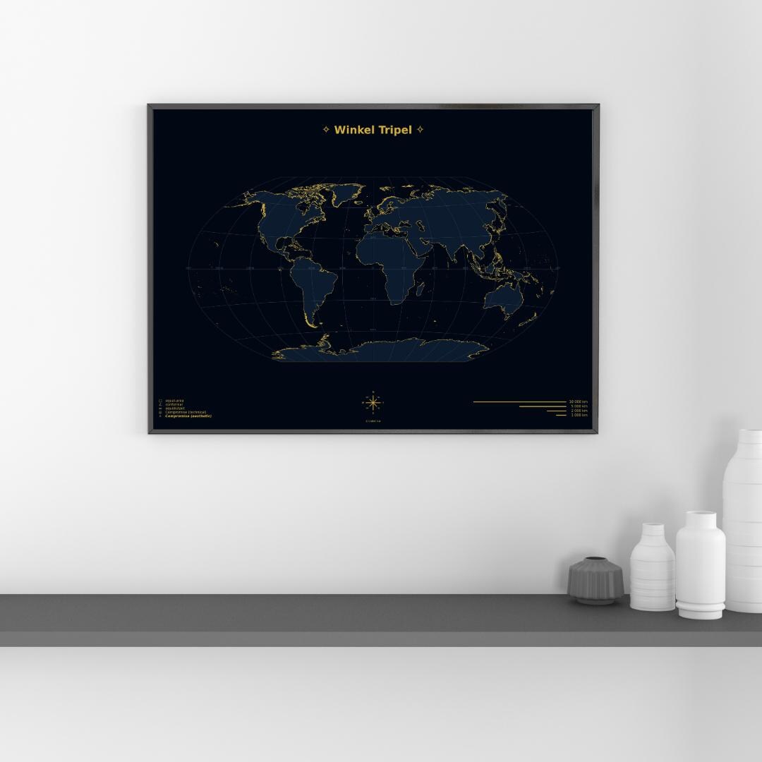 World Luxury Map – Winkel Tripel – Midnight Blue & Gold – Din/ikea ...