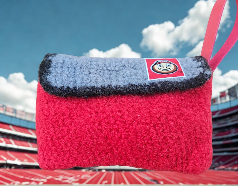 Handmade Crocheted Felted Wool College Handbag: Ohio State University ...