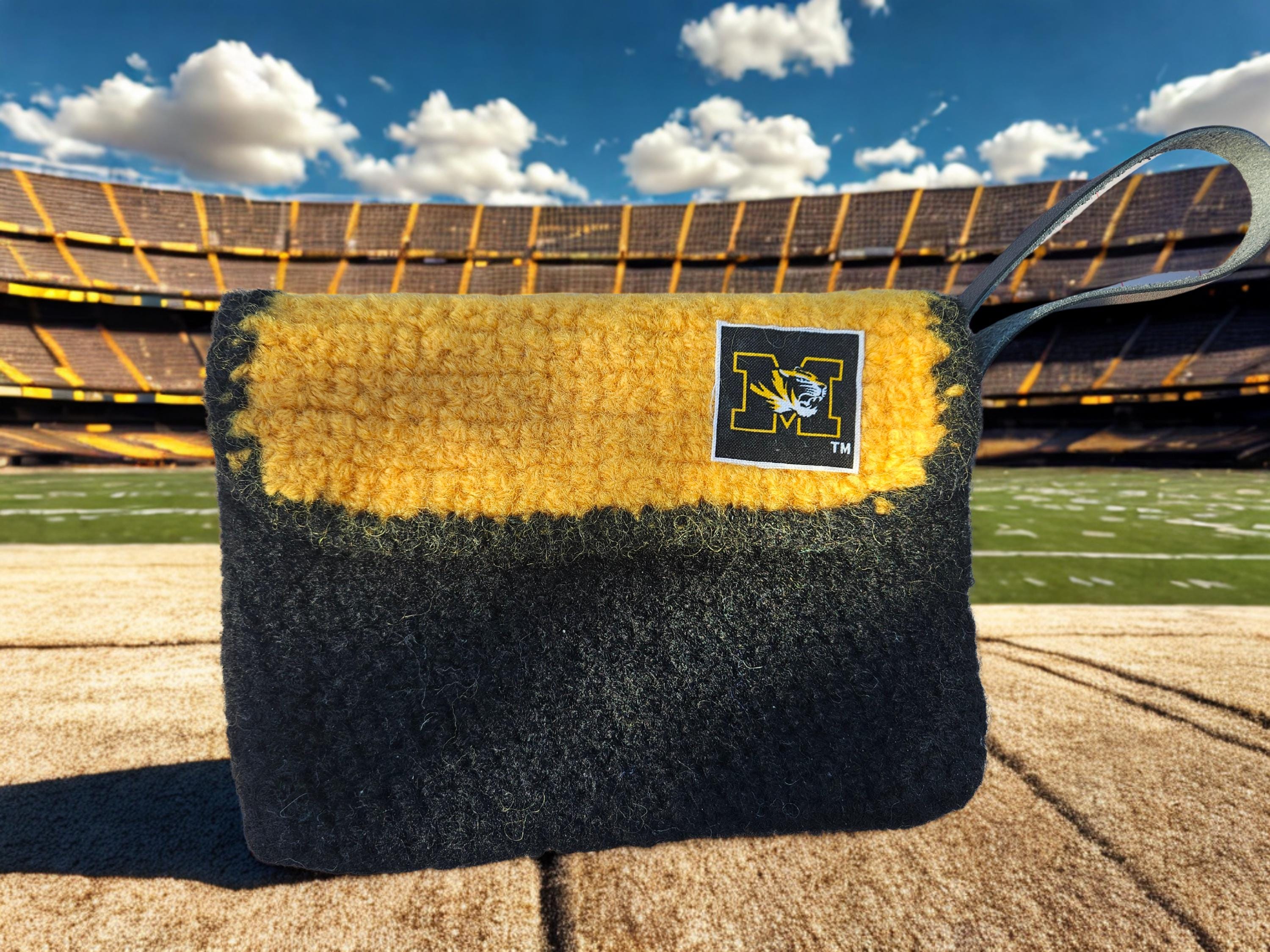 Handmade Crocheted Felted Wool College Handbag: Mizzou Gold and Black ...