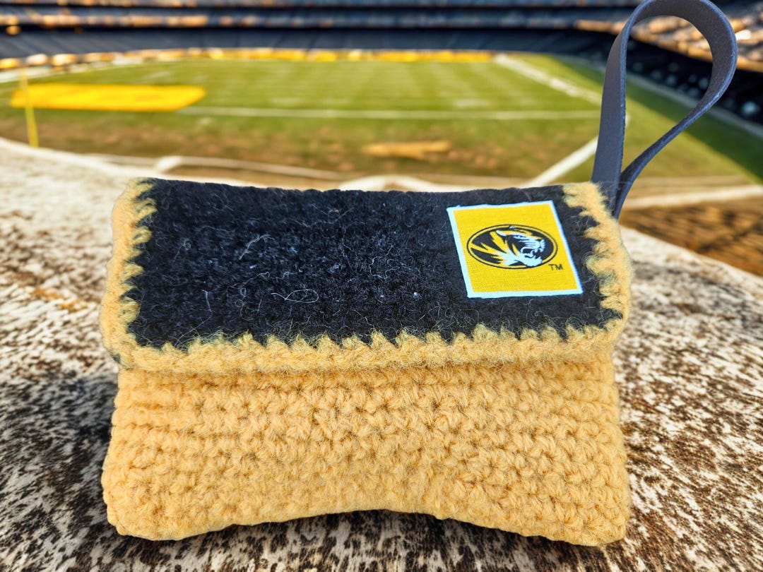 Handmade Crocheted Felted Wool College Handbag: Mizzou Gold and Black ...