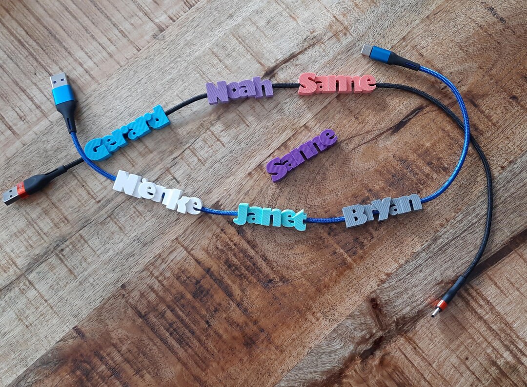 Personalized 3D Printed Cable Name Tag | Sustainable PLA | Unique ...