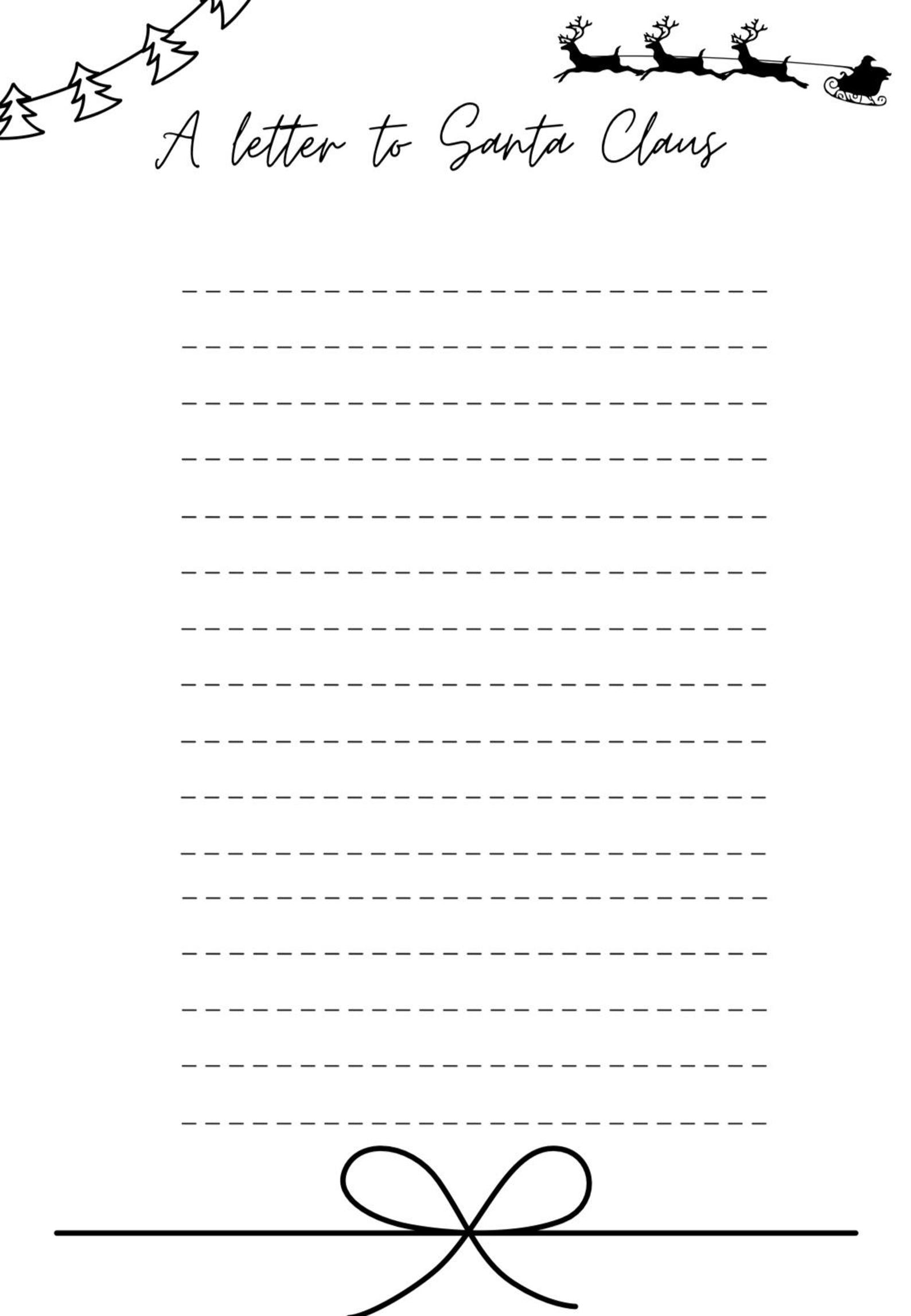 Printable Santa Letter Template PDF Kids Christmas Wish List, Instant ...