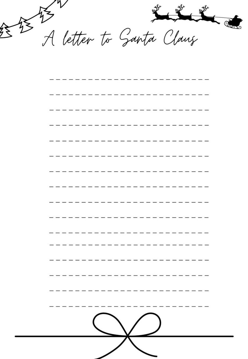 Printable Santa Letter Template PDF Kids Christmas Wish List, Instant ...