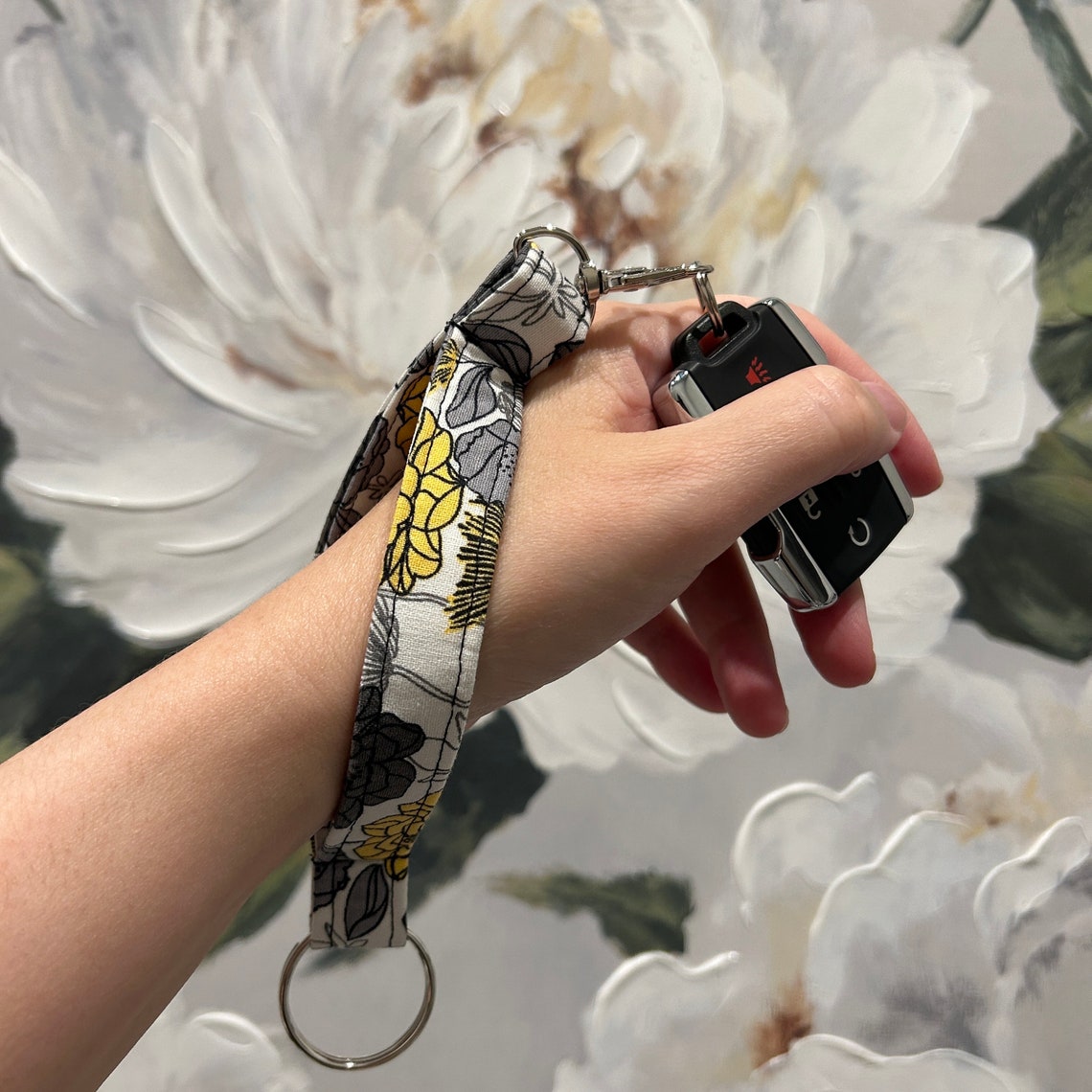 Floral Keychain Lanyard, Wristlet Strap, Key Fob Holder, Wallet Strap ...