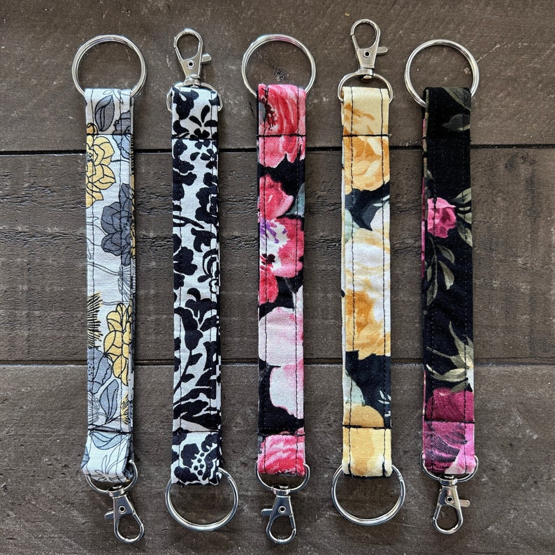 Floral Keychain Lanyard, Wristlet Strap, Key Fob Holder, Wallet Strap ...