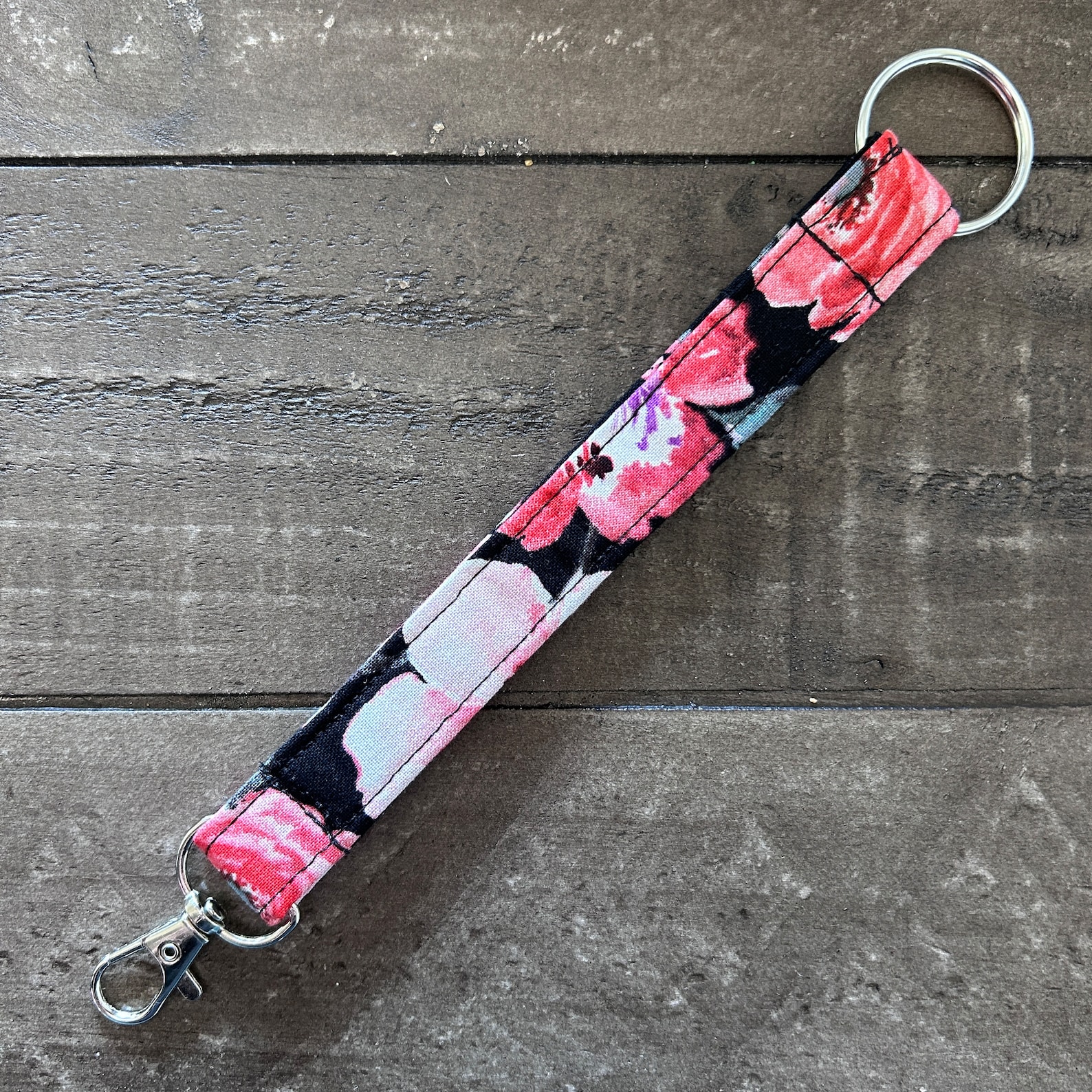 Floral Keychain Lanyard, Wristlet Strap, Key Fob Holder, Wallet Strap ...