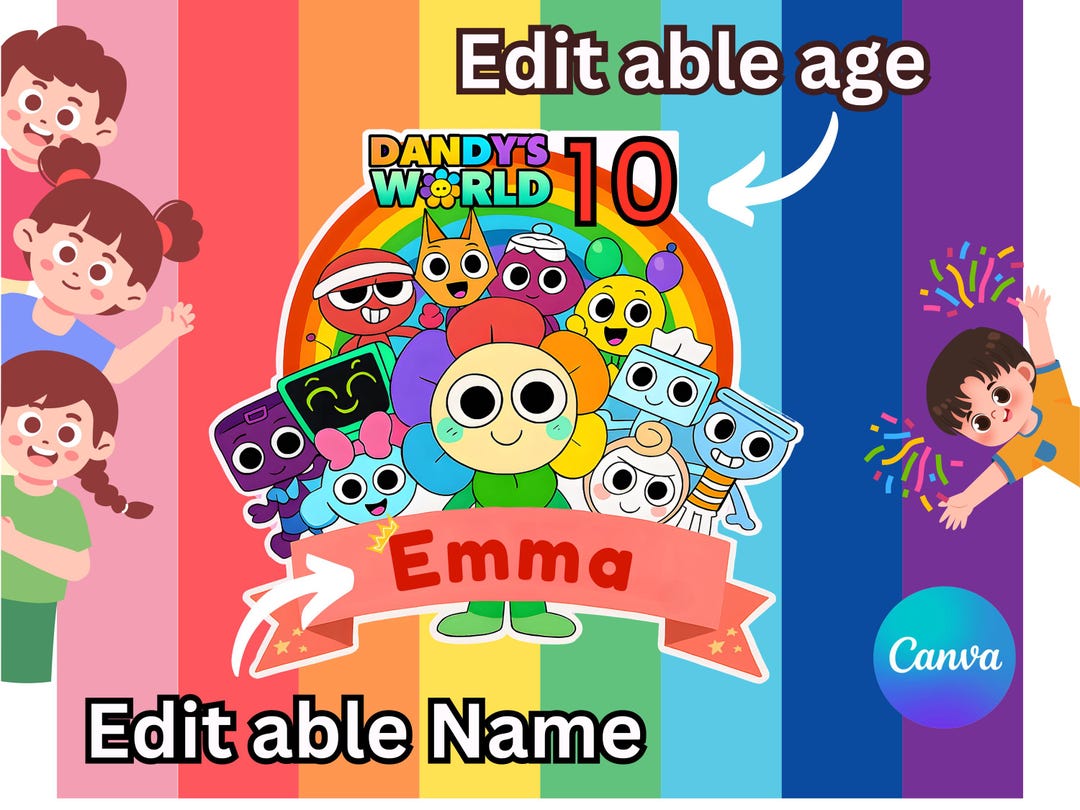 Dandy's World Party Topper Printable (canva Edit) — Kids Birthday ...
