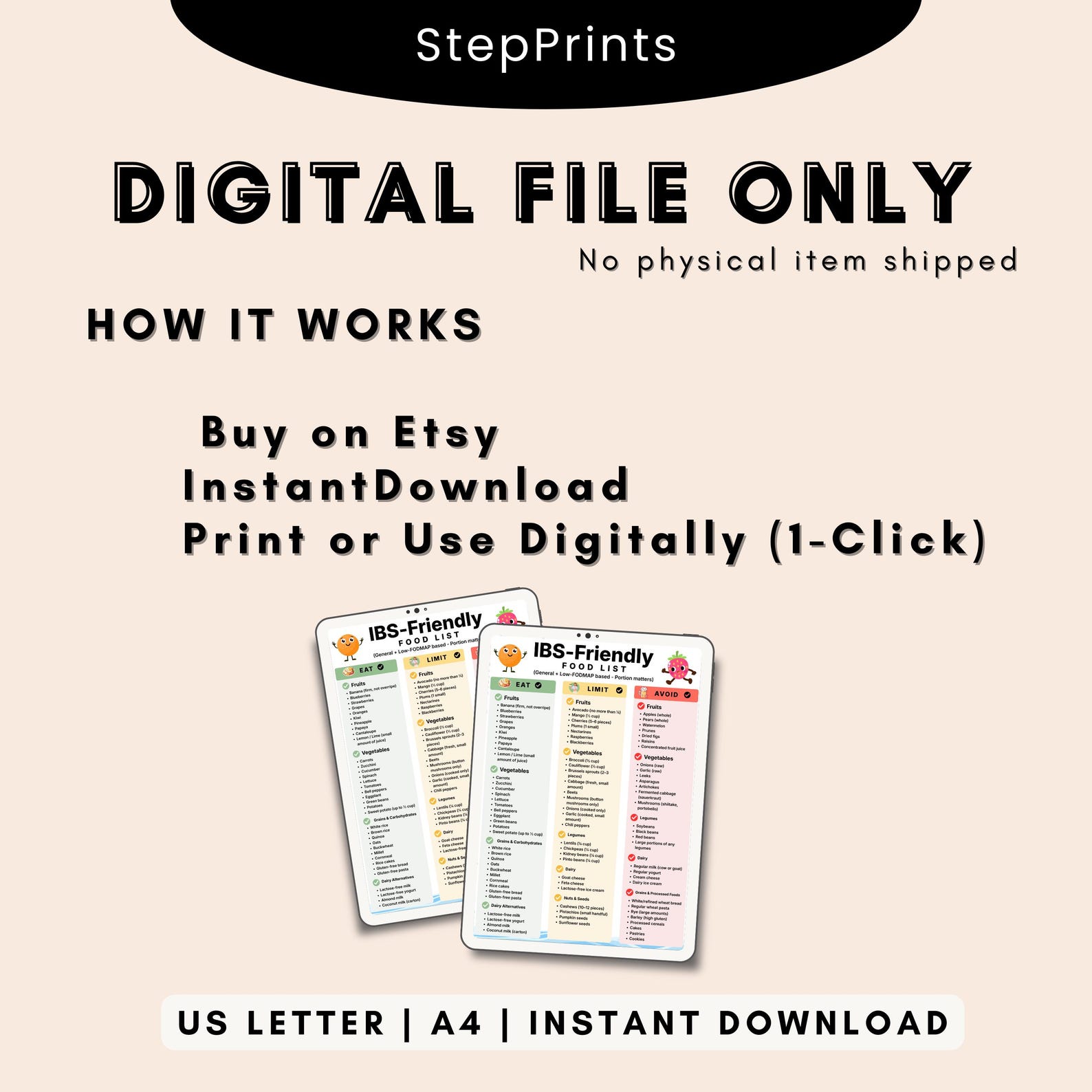 Ibs-friendly Food List PDF | Low Fodmap Diet Chart Printable | IBS ...