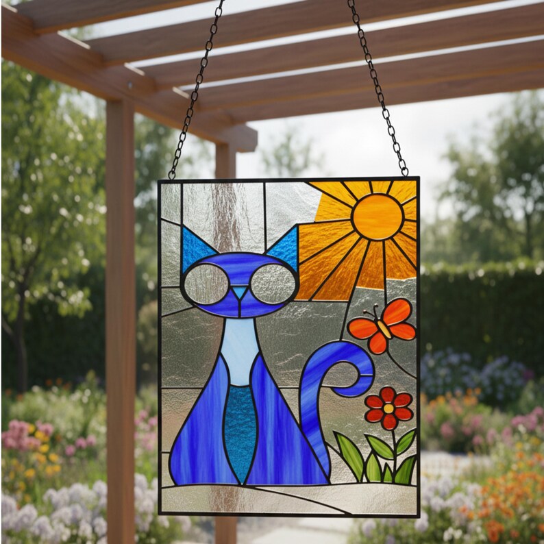 Atomic Cat Stained Glass Pattern | Retro Cat SVG Png Pdf | Easy DIY ...