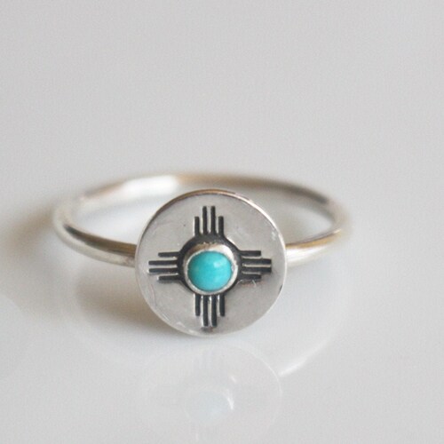 Zia Ring With Turquoise / Made to Order Ring in Sterling - Etsy