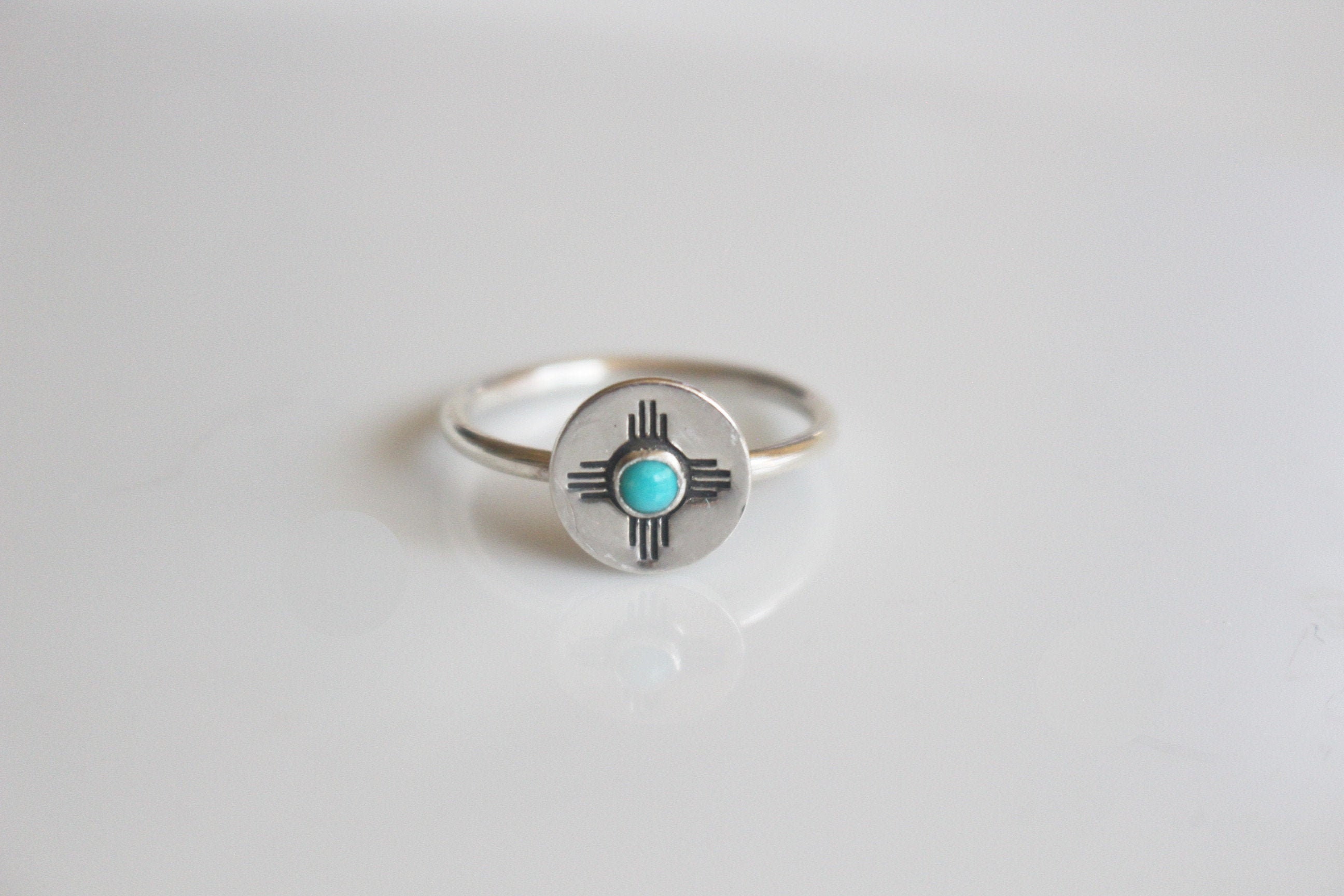 Zia Ring With Turquoise / Made to Order Ring in Sterling Silver / State ...