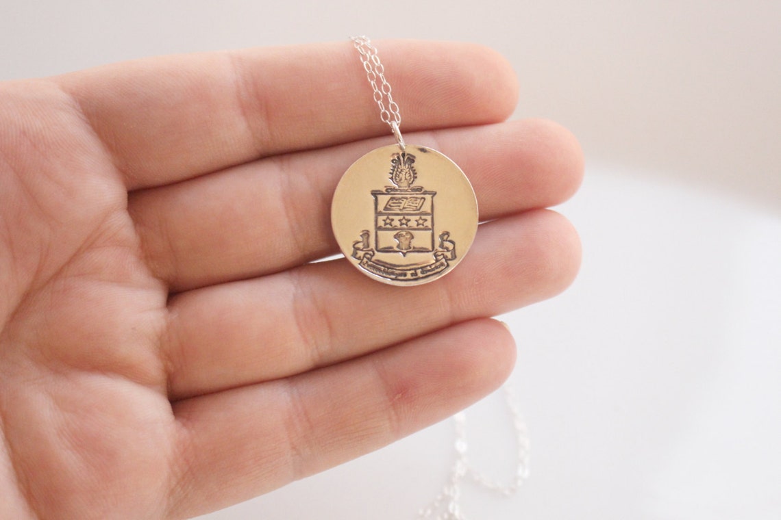 Alpha Chi Omega Crest Necklace Coat Of Arms Alpha Chi Omega Etsy