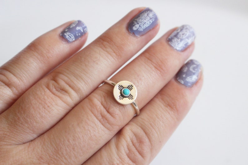 Zia Ring With Turquoise / Made to Order Ring in Sterling Silver / State ...