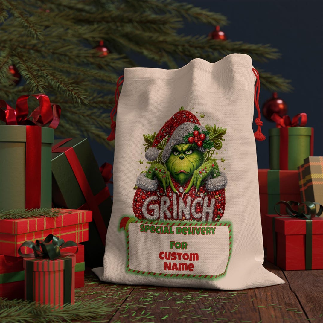 Personalized Grinch Santa Sack: Merry Grinchmas Kids Gift - Etsy