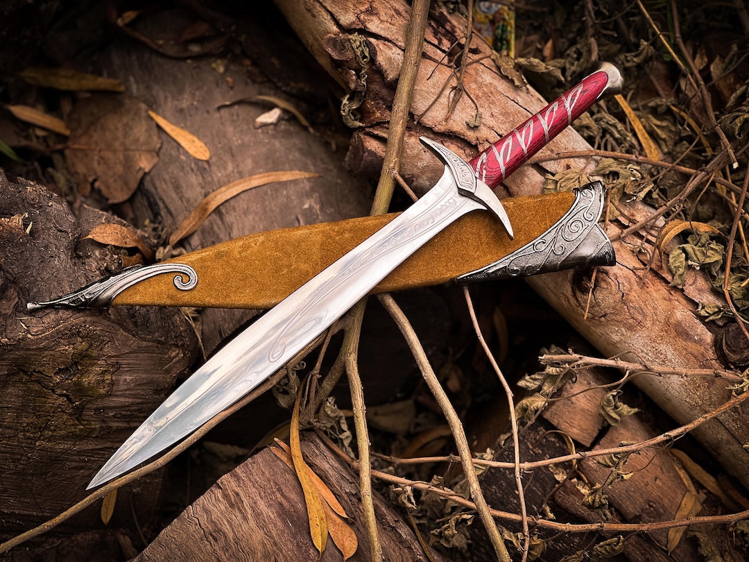 Handmade Carbon Steel Short Sword Replica With Leather Scabbard ...