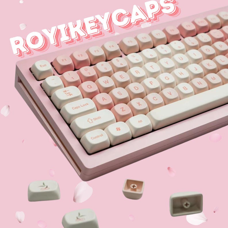 Pink & White PBT Keycap Set: 143-key Cherry MX Custom Keys - Etsy