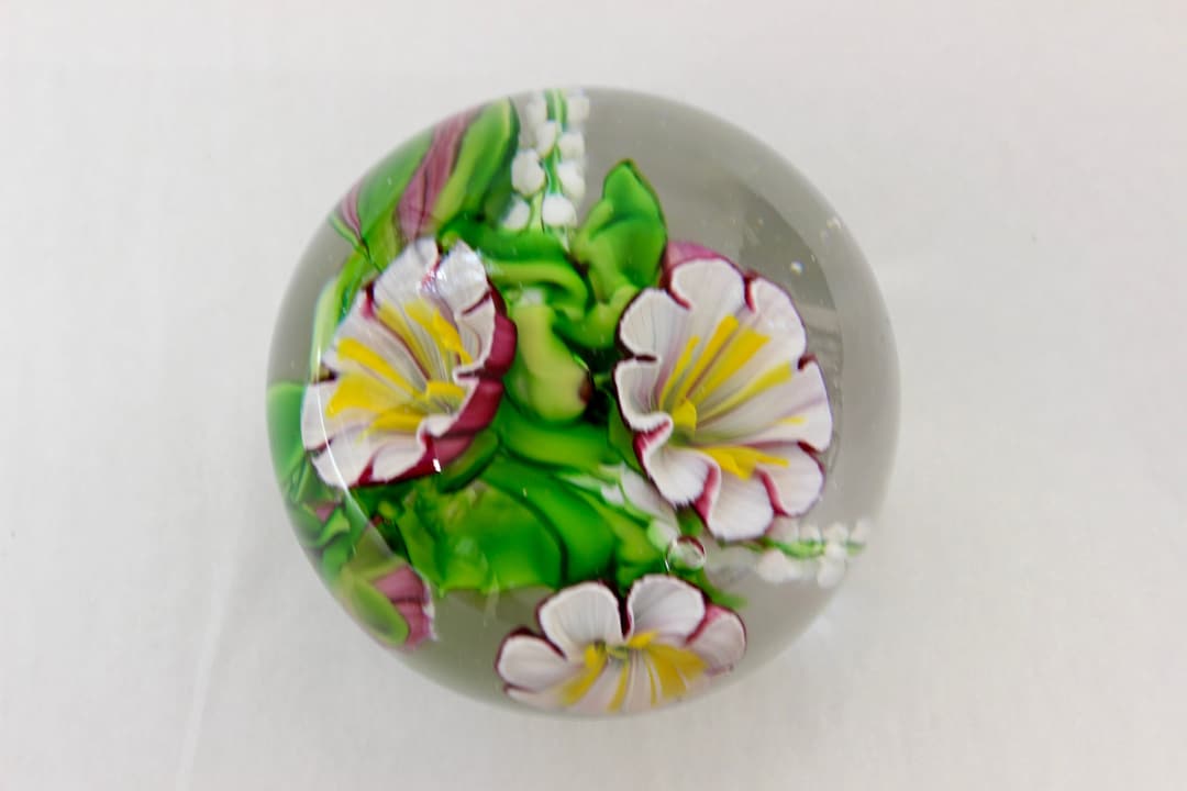 Lampwork Art Glass Floral Paperweight by Eric W. Hansen - Etsy