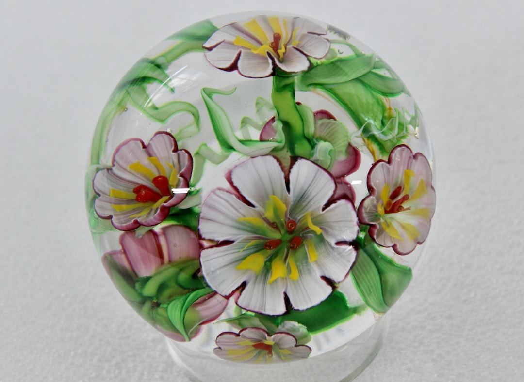 Lampwork Art Glass Floral Paperweight by Eric W. Hansen - Etsy