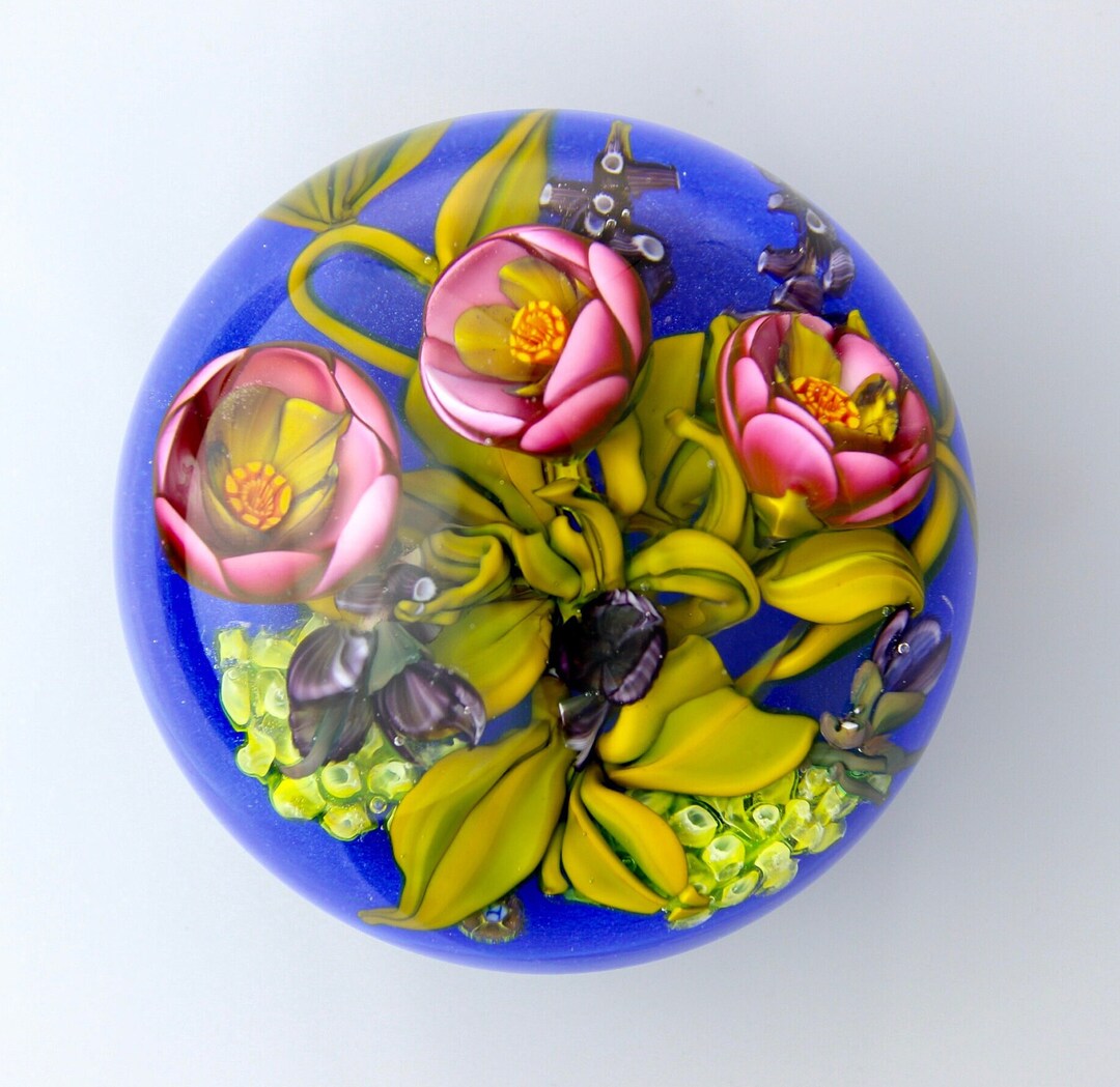 Lampwork Art Glass Floral Paperweight by Eric W. Hansen - Etsy
