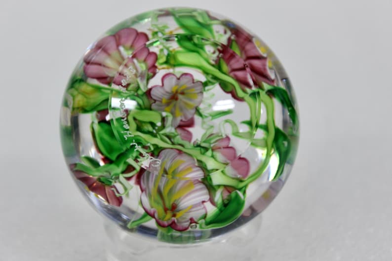 Lampwork Art Glass Floral Paperweight by Eric W. Hansen - Etsy