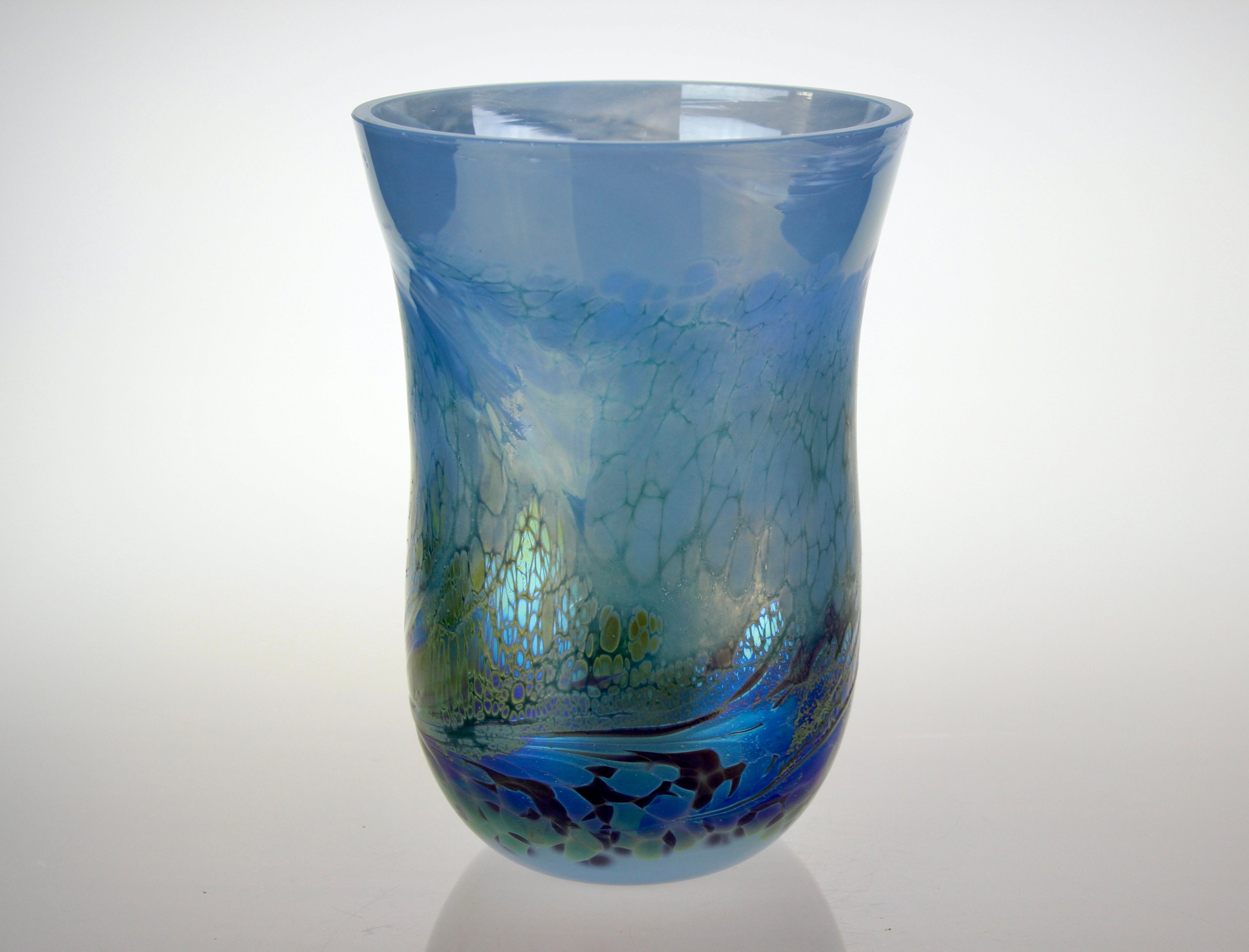 Ocean Blue Vase by Eric W. Hansen With Iridescent Accents - Etsy