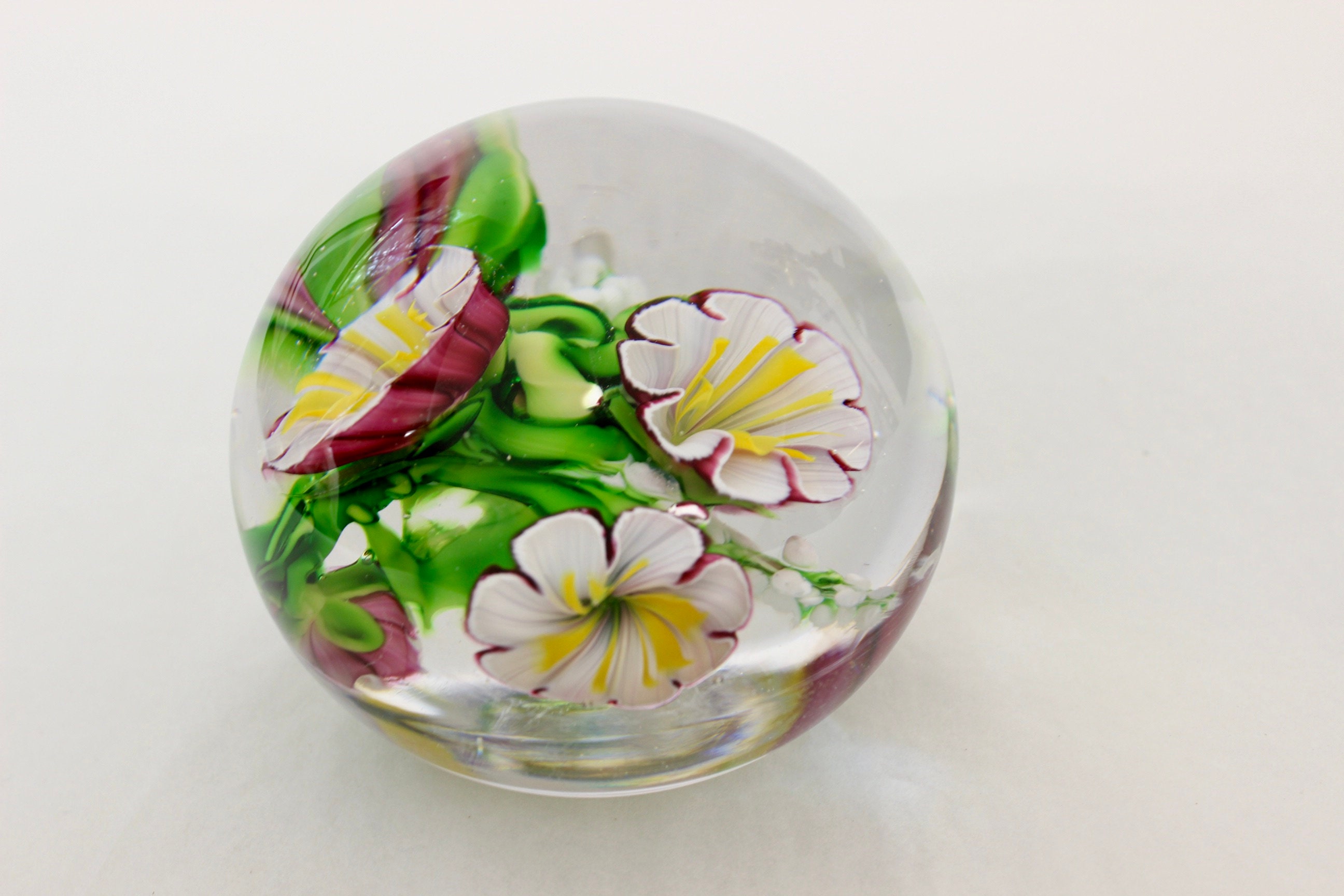 Lampwork Art Glass Floral Paperweight by Eric W. Hansen - Etsy