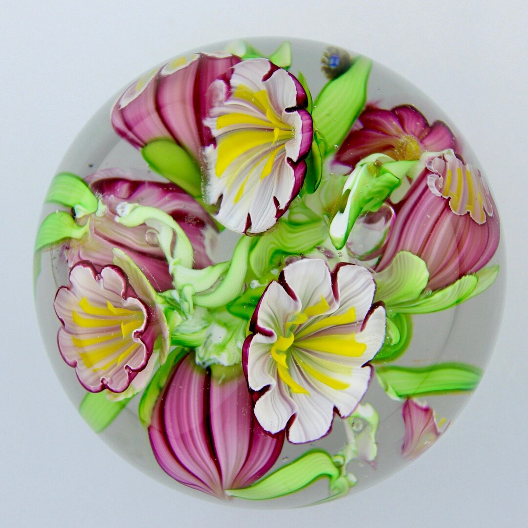 Lampwork Art Glass Floral Paperweight by Eric W. Hansen - Etsy