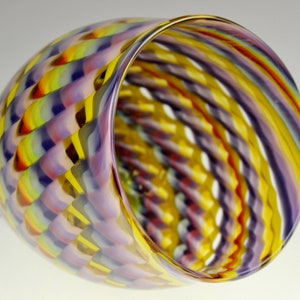 Hand Blown Art Glass Vase Colorful Twisted Canes - Etsy