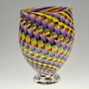 Hand Blown Art Glass Vase Colorful Twisted Canes - Etsy
