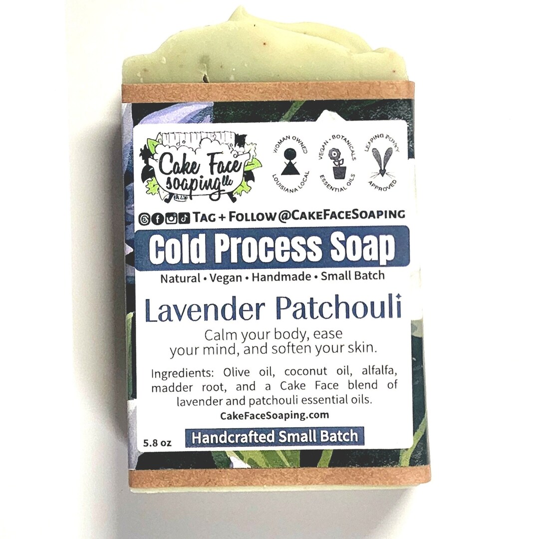 Lavender Patchouli Soap Cold Process Bar Soap Gift Homemade Cold Process Bar of Soap Olive Oil ...