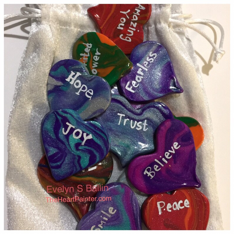 Handmade Polymer Clay Heart Tokens: Inspirational Pocket Charms - Etsy