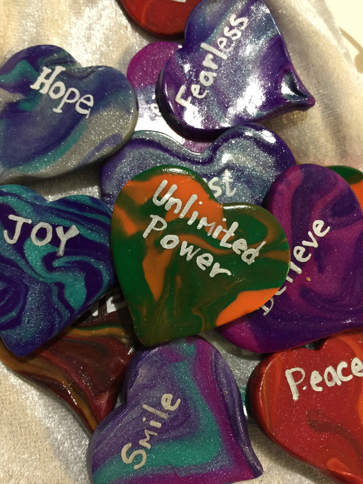 Handmade Polymer Clay Heart Tokens: Inspirational Pocket Charms - Etsy