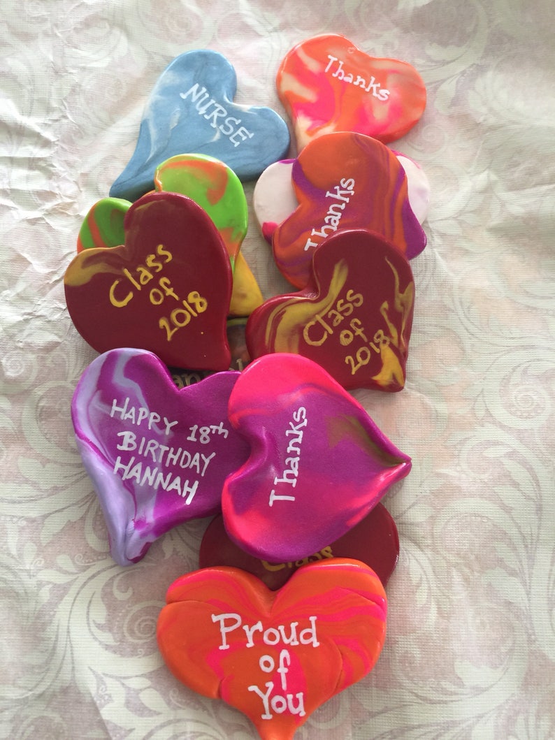 Handmade Polymer Clay Heart Tokens: Inspirational Pocket Charms - Etsy