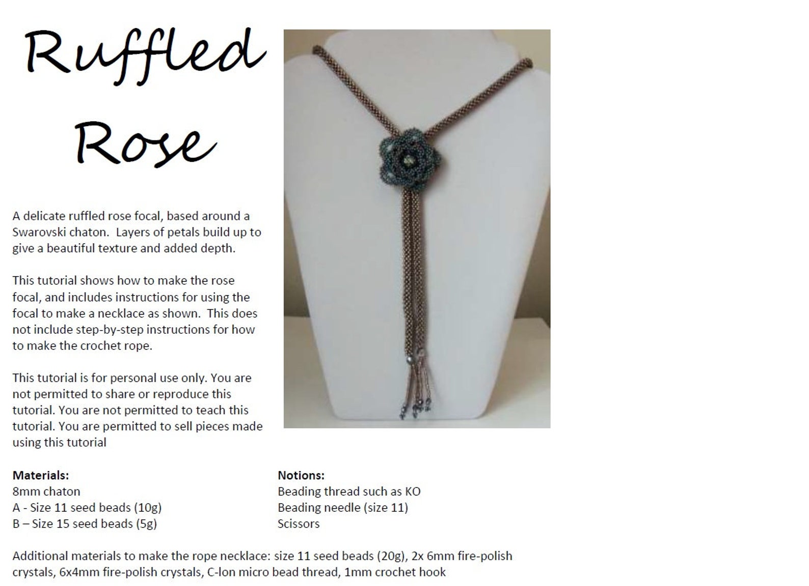 TUTORIAL: Ruffled Rose Necklace - Etsy