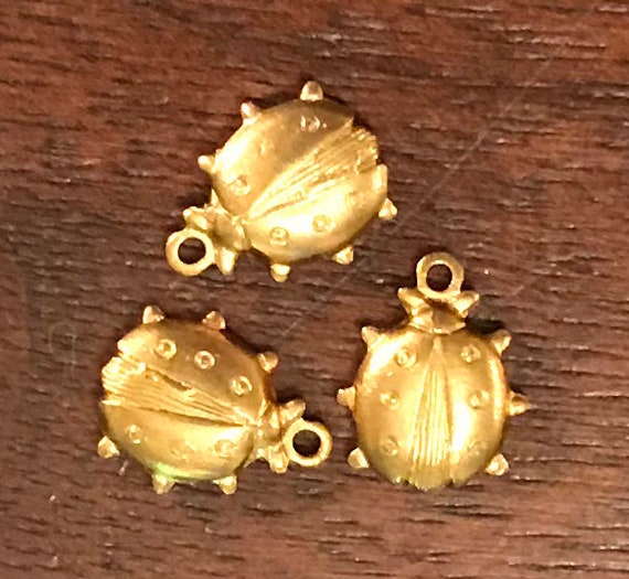 Ladybug Brass Charm 3 to a Package Price Includes Shipping | Etsy